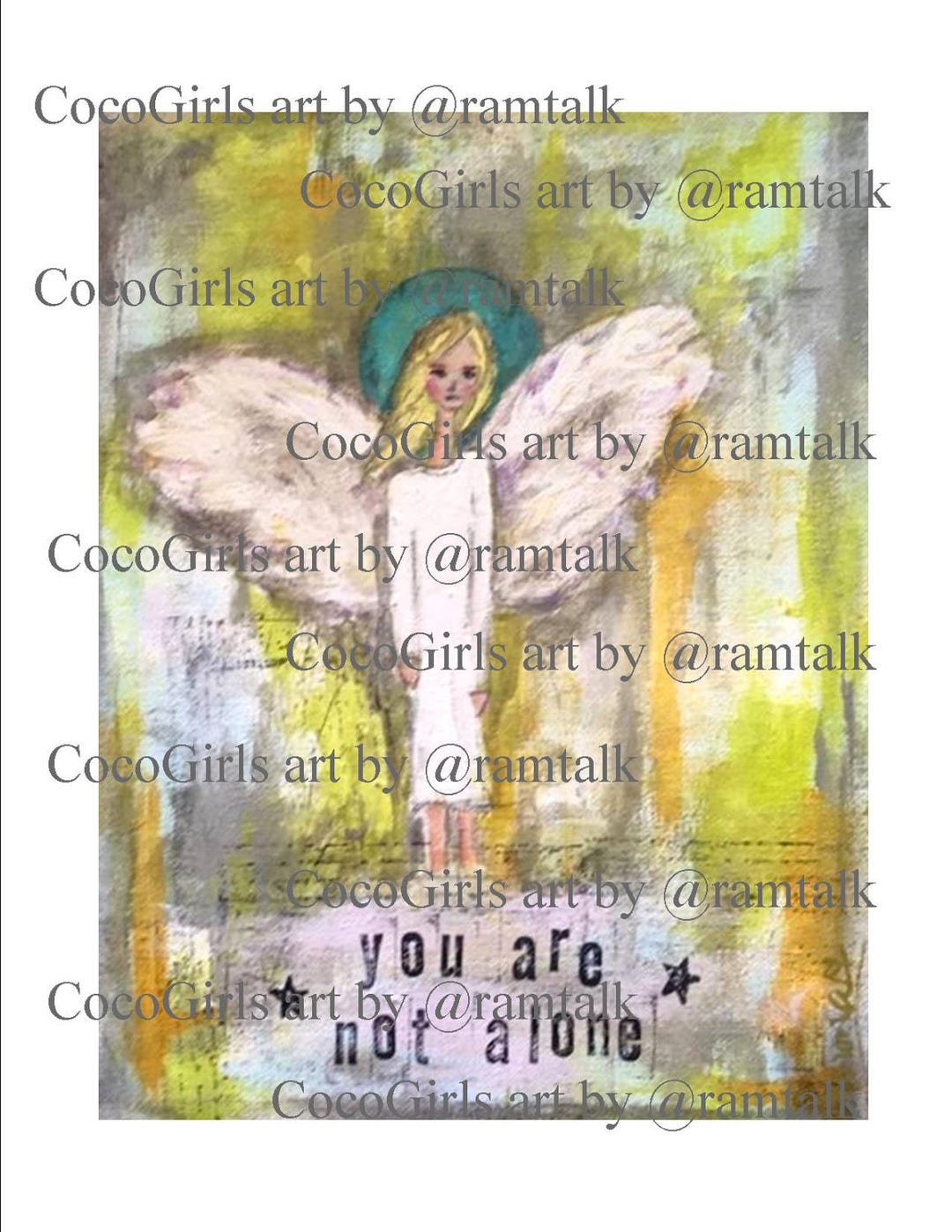 Guardian Angel Digital Print Printable Art Inspirational Mixed Media - Etsy