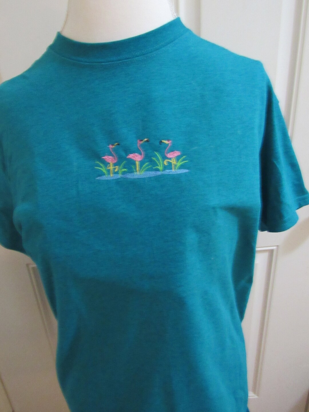 Unique Embroiderd T Shirt Original Design flakey Flamingos,fun - Etsy