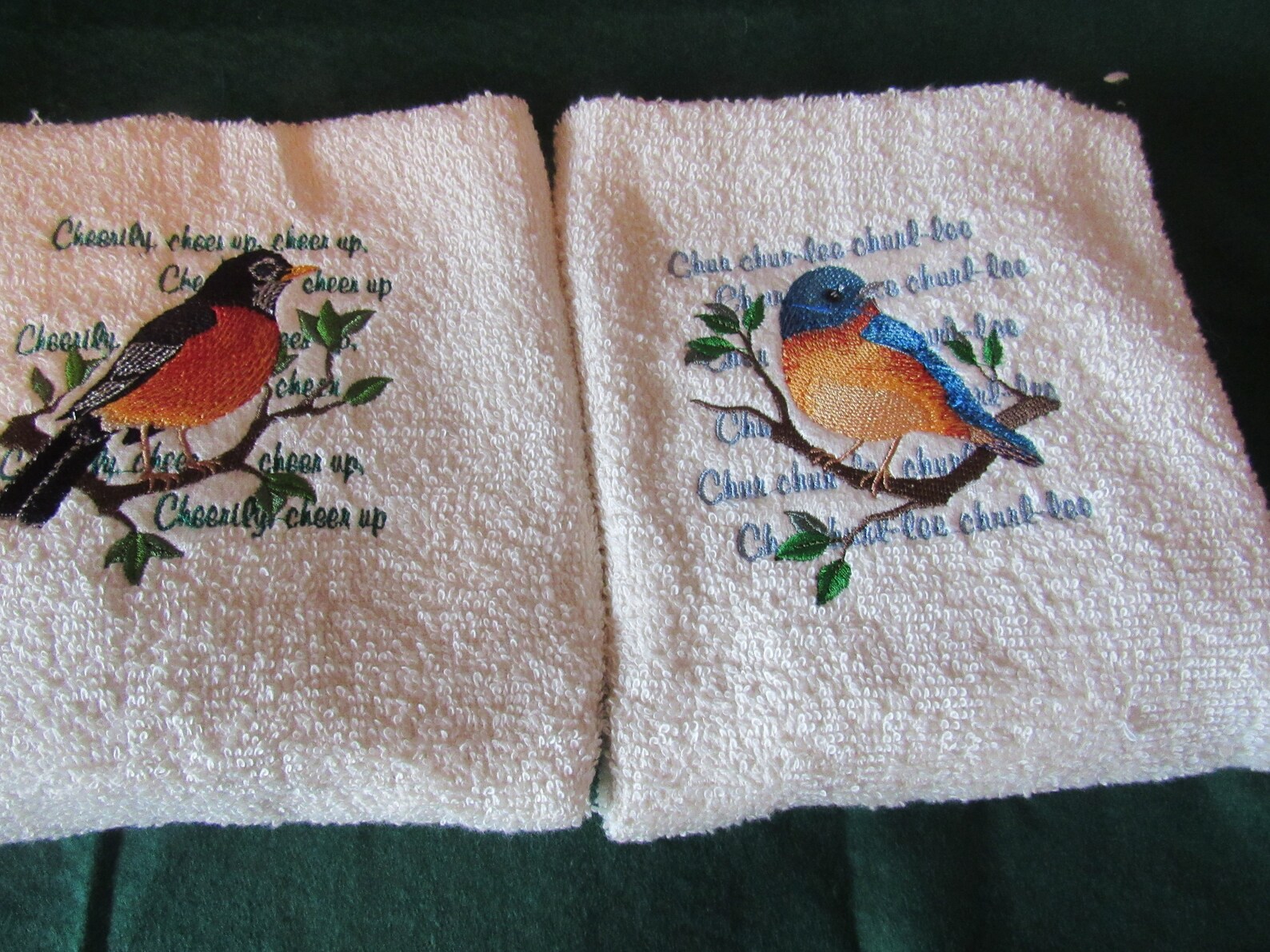 Eastern Blue Bird Towel, Embroidered, Colorful, Nature, Spring - Etsy