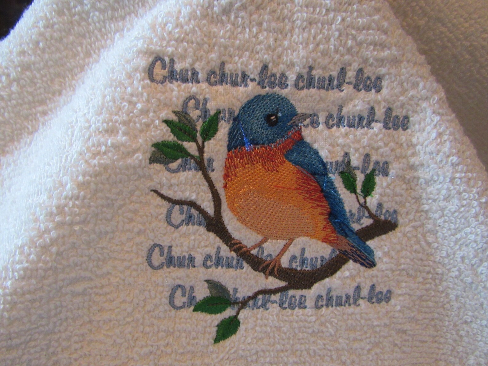 Eastern Blue Bird Towel, Embroidered, Colorful, Nature, Spring - Etsy