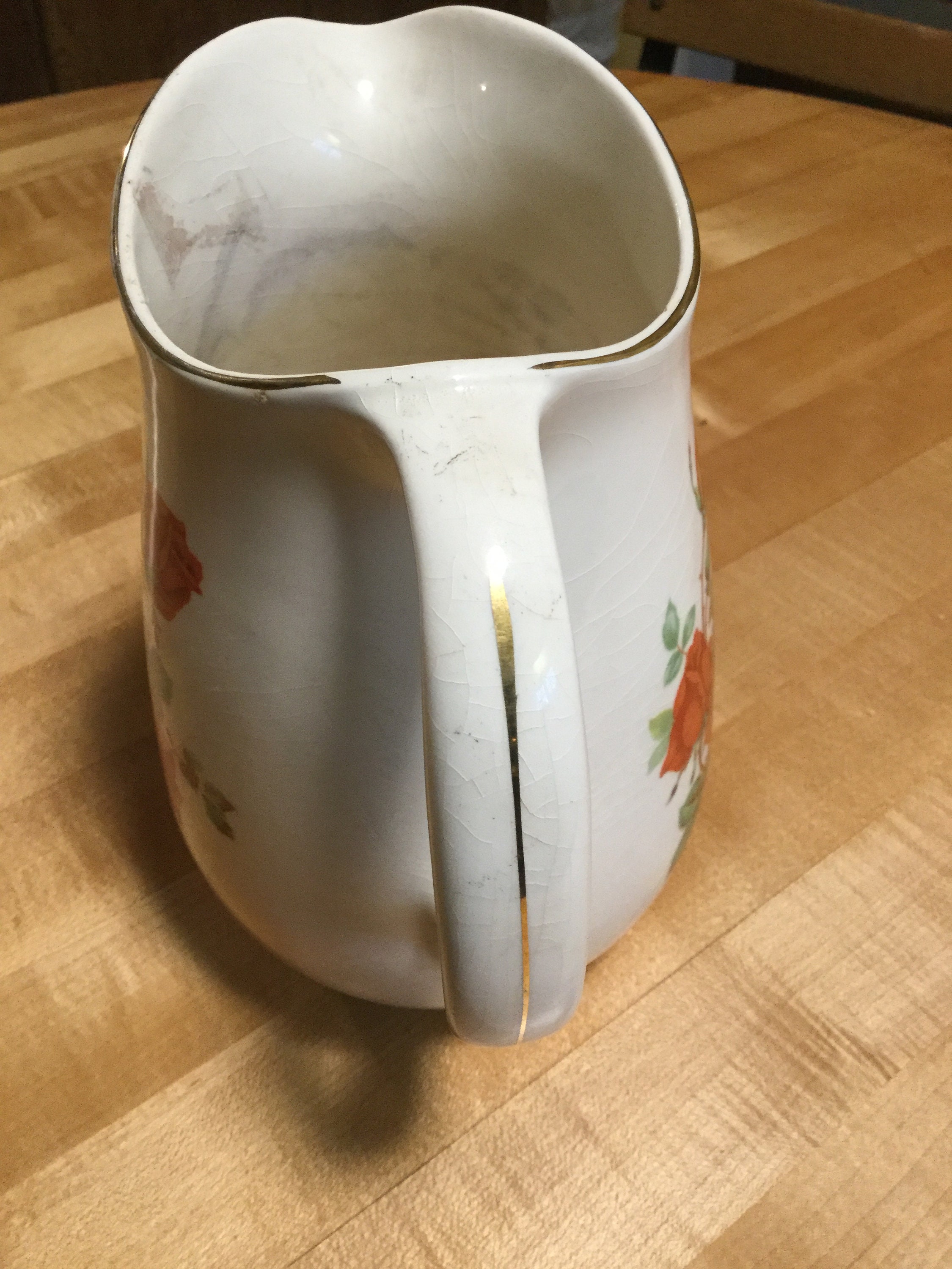 Vintage Gold Rimmed Pitcher Roses Universal-Cambridge Ohio, hecho en EE ...