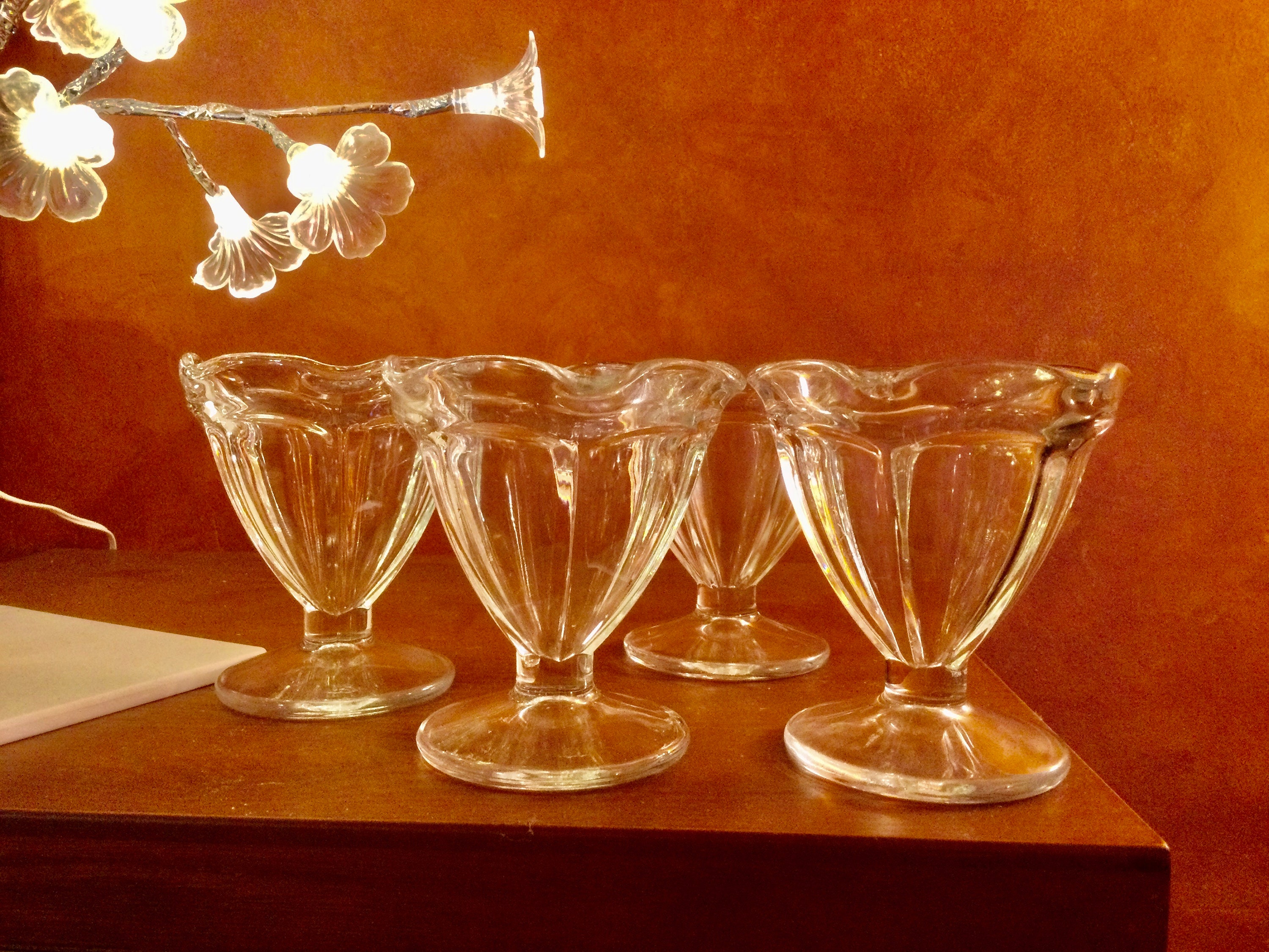 Vintage Glass Ice Cream Sundae Desert Glasses Set of 4 - Etsy
