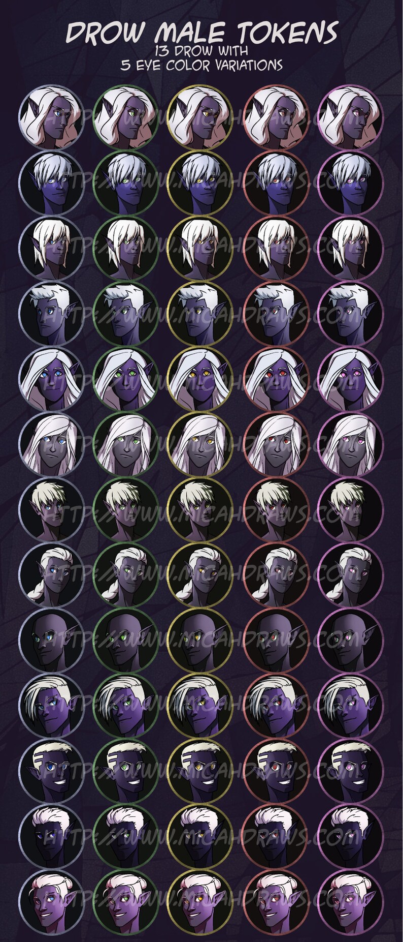DROW or DARK ELF Virtual Tabletop Token Set for Dnd and Rpgs - Etsy