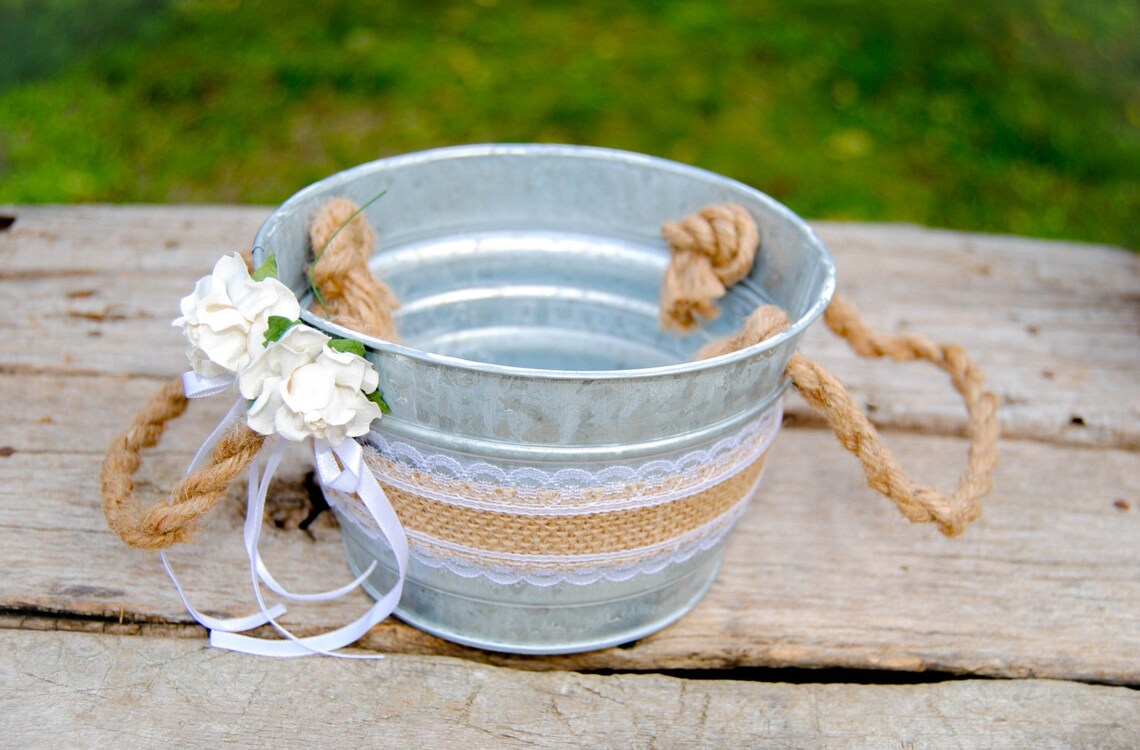 Rustic Flower Girl Basket Boho Garden Country Wedding Shabby Chic ...