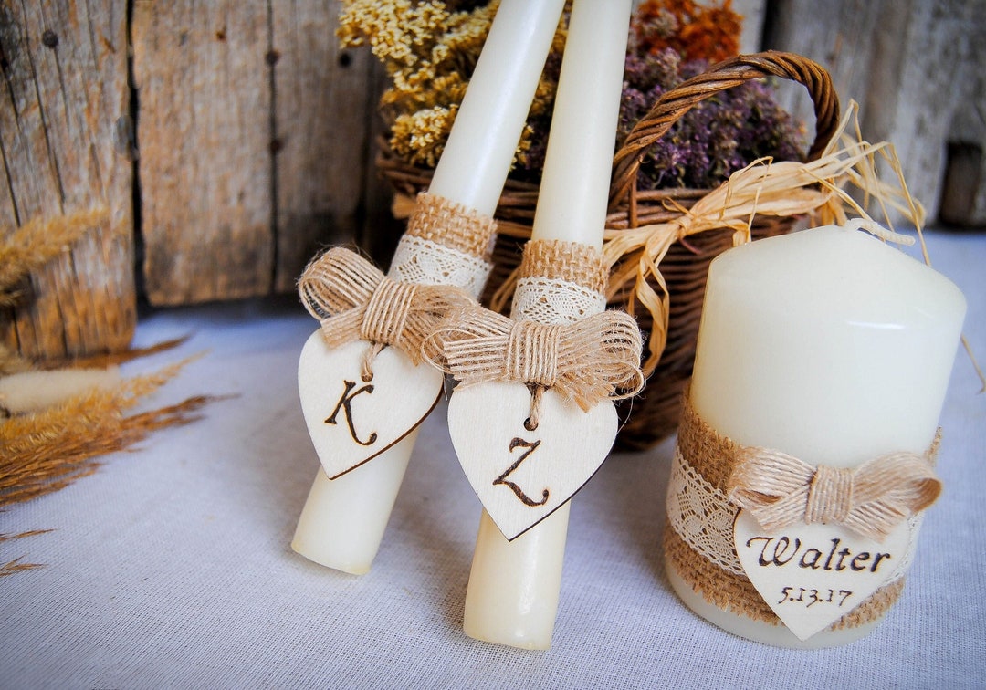 Rustic Wedding Candles Custom Unity Candle Set Unity Candles Wedding ...