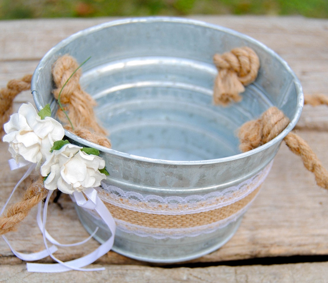 Rustic Flower Girl Basket Boho Garden Country Wedding Shabby Chic ...