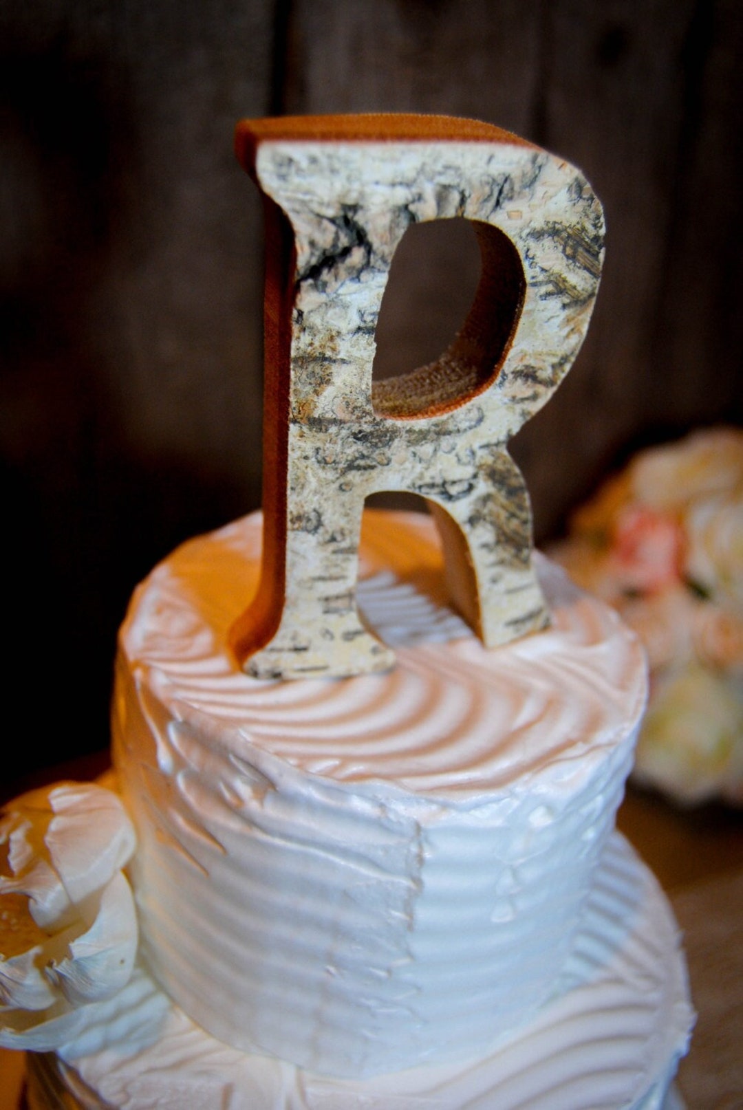 Wood Letter Rustic Wedding Cake Topper Initial Cake Toppers - Etsy