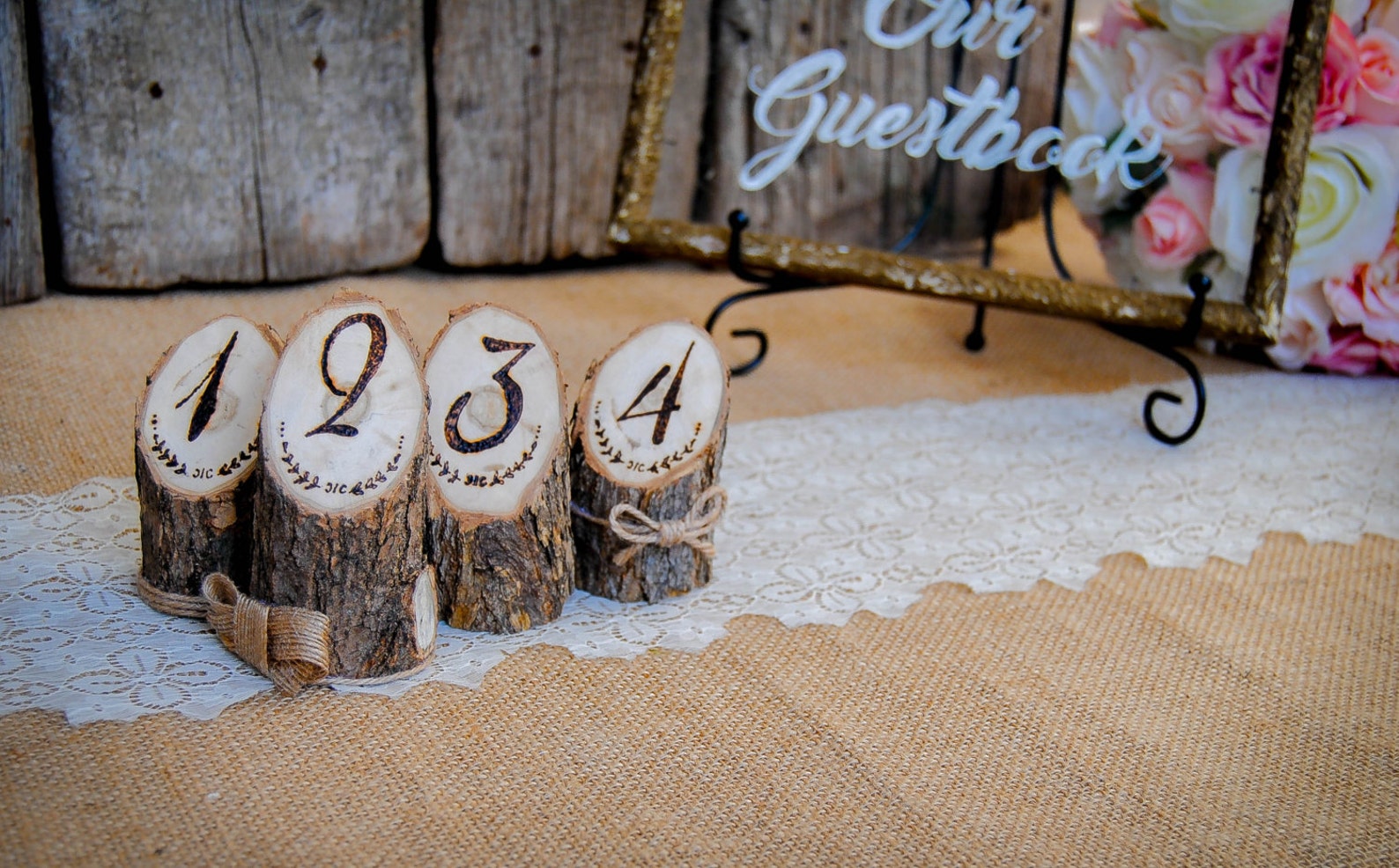 Rustic Wedding Table Numbers Engraved Wooden Log Table Numbers Boho ...