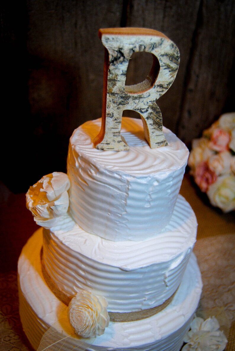 Wood Letter Rustic Wedding Cake Topper Initial Cake Toppers - Etsy