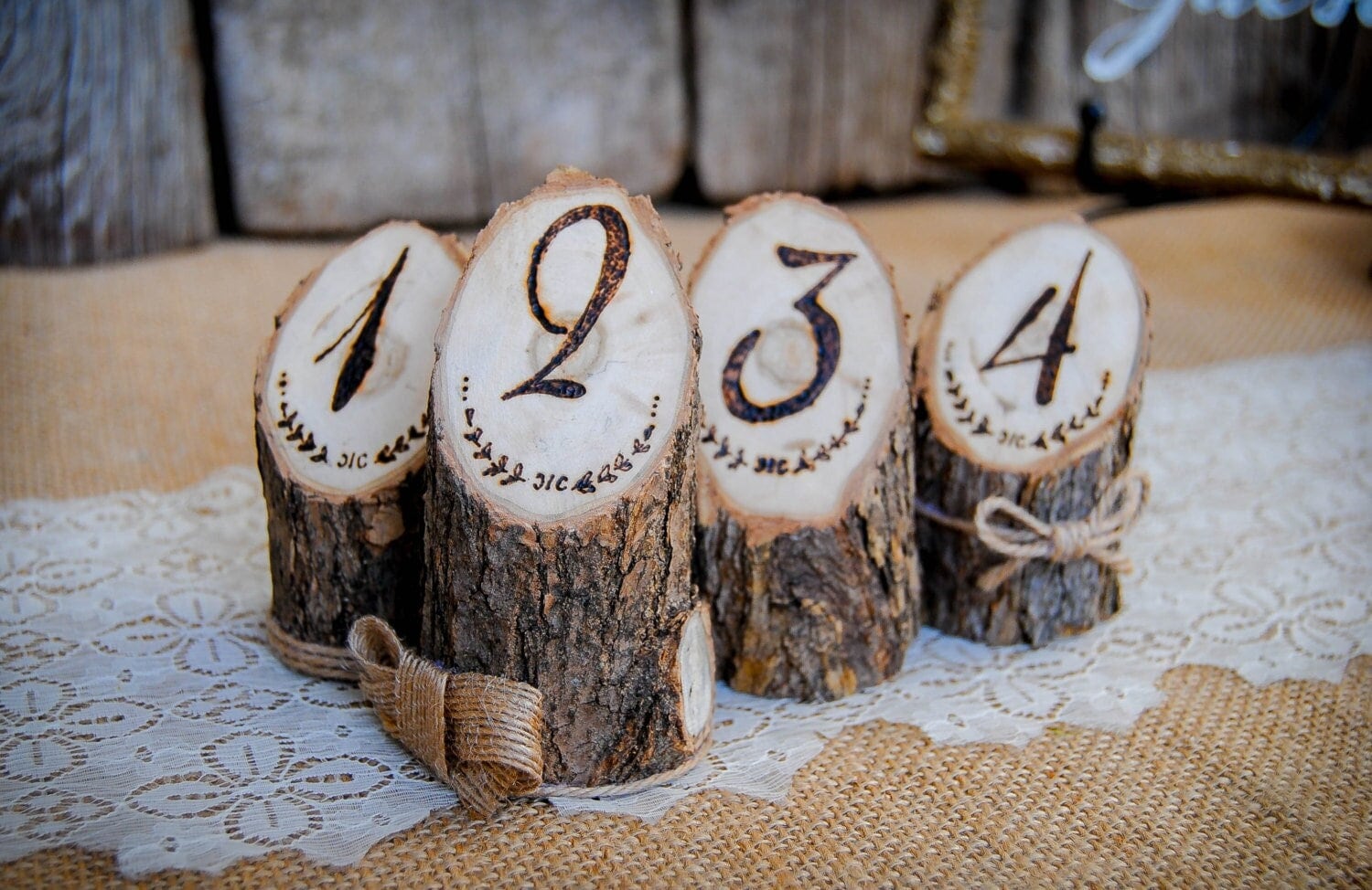 Rustic Wedding Table Numbers Engraved Wooden Log Table Numbers Boho ...