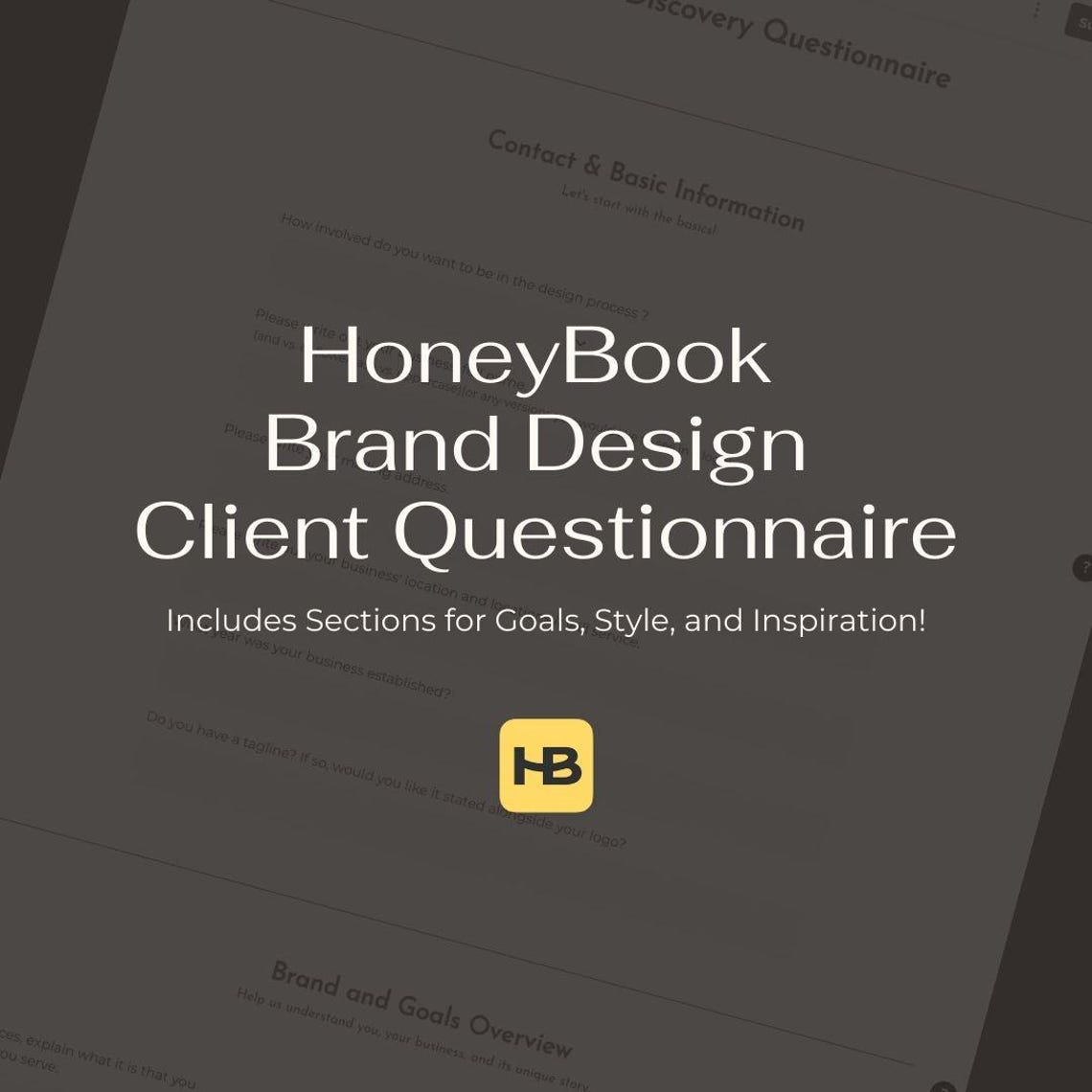 Honeybook Brand Design Client Questionnaire Template | 27 Questions - Etsy