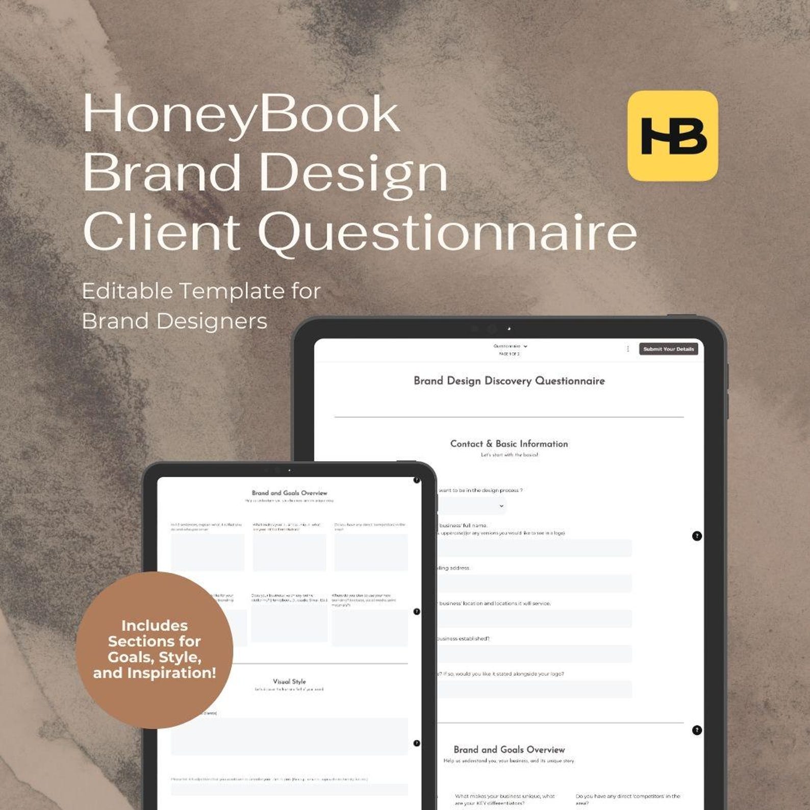 Honeybook Brand Design Client Questionnaire Template | 27 Questions - Etsy