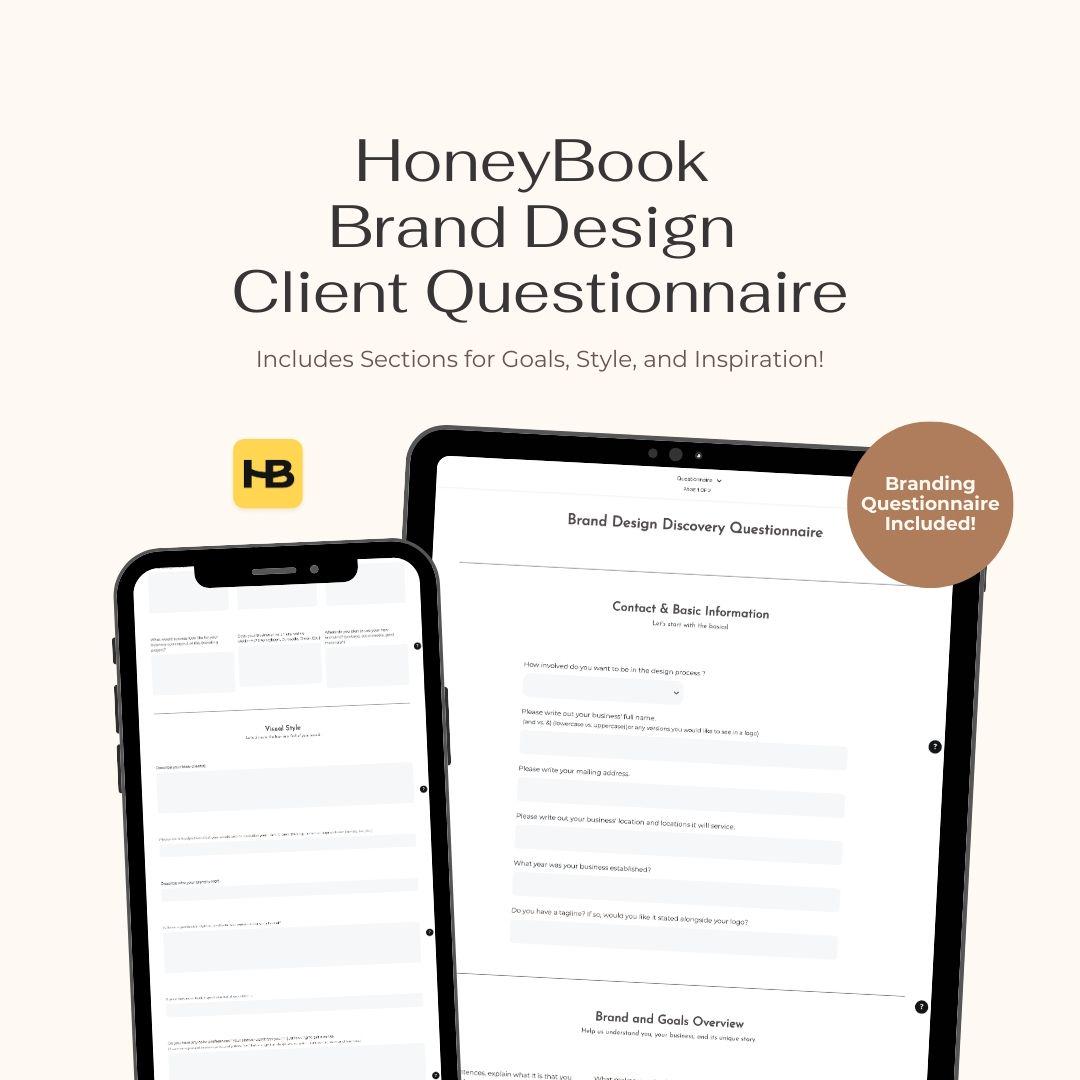 Honeybook Brand Design Client Questionnaire Template | 27 Questions - Etsy