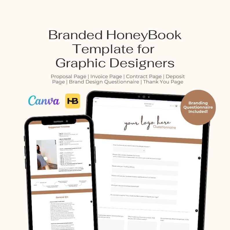 Branded Honeybook Template for Brand and Graphic Designers | Editable ...