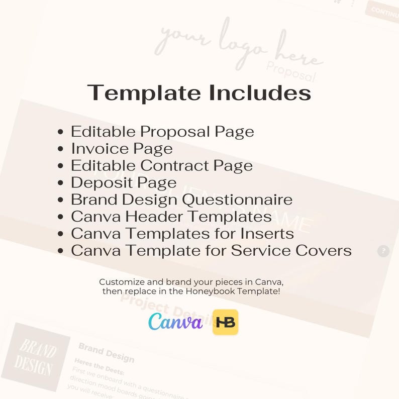 Branded Honeybook Template for Brand and Graphic Designers | Editable ...