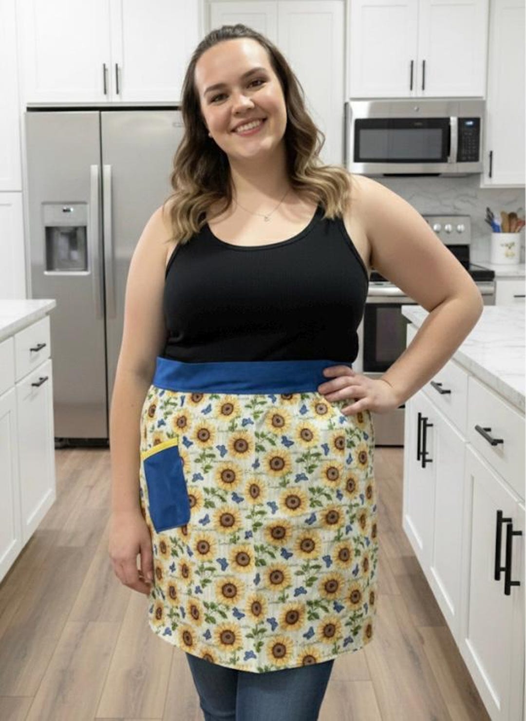 The "retro Diner" Apron - 1950s Style Waist Apron With Sunflower Print ...