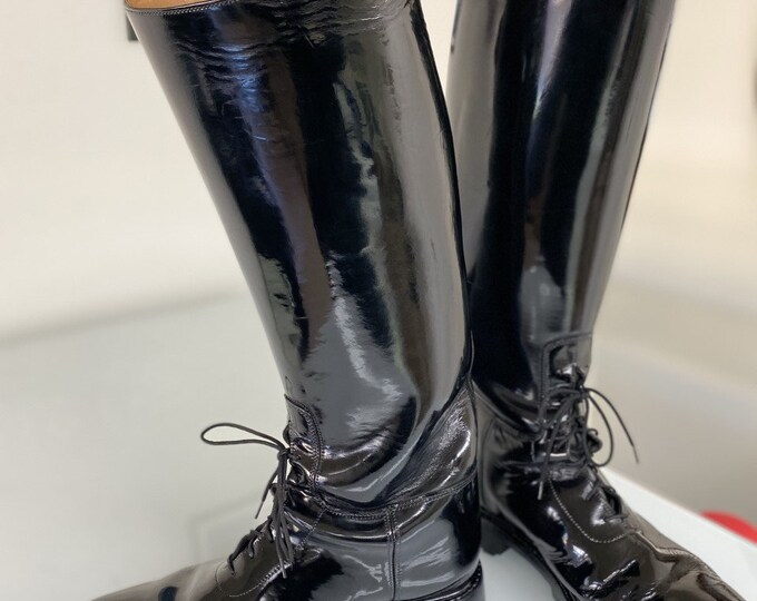 POLICE MOTORCYCLE Boots Black Leather Dehner Boots CHP Police Boots Leo ...