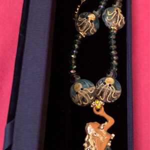 Octopus Blonde Haired Mermaid Pendant Necklace 16&3/4 Inches Swarovski ...