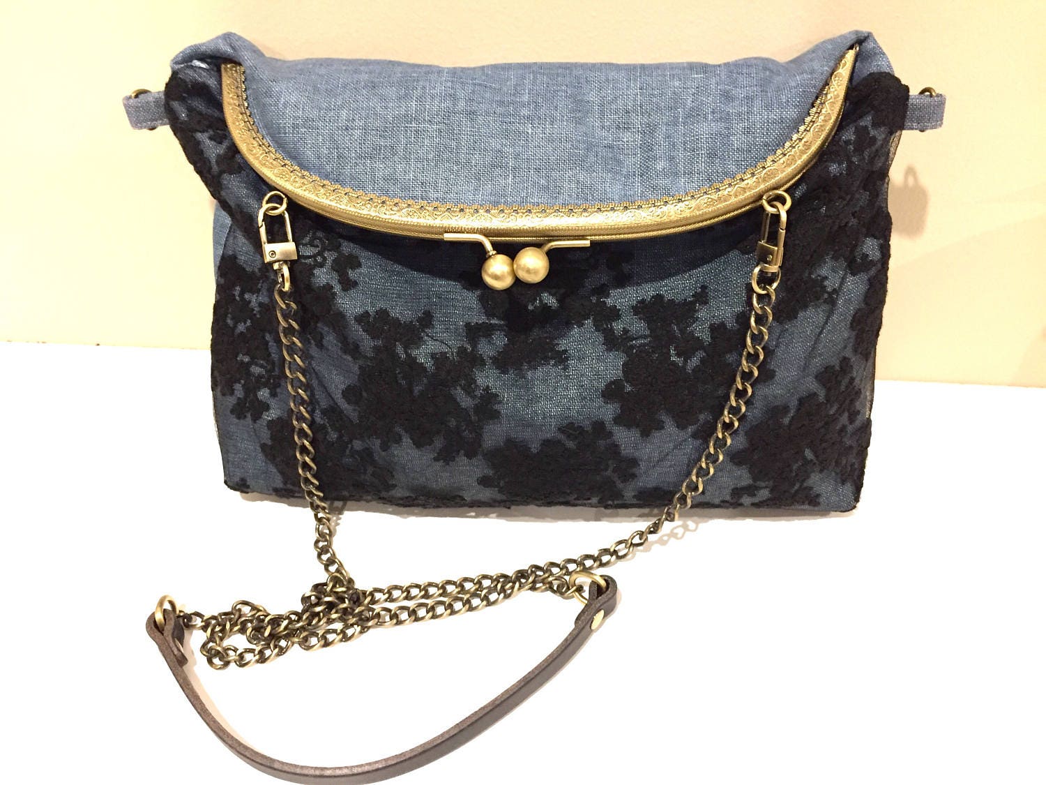 One Bag 4 Styles Denim Black Lace Shoulder Bag (customizable) - Etsy ...