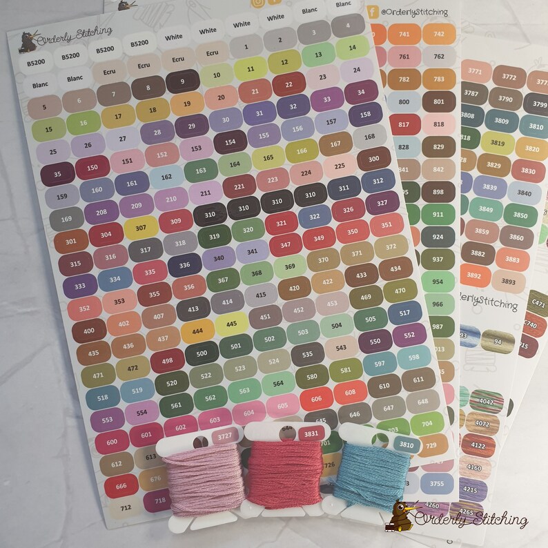Color Bobbin Stickers or Labels for Cross Stitch Embroidery - Etsy