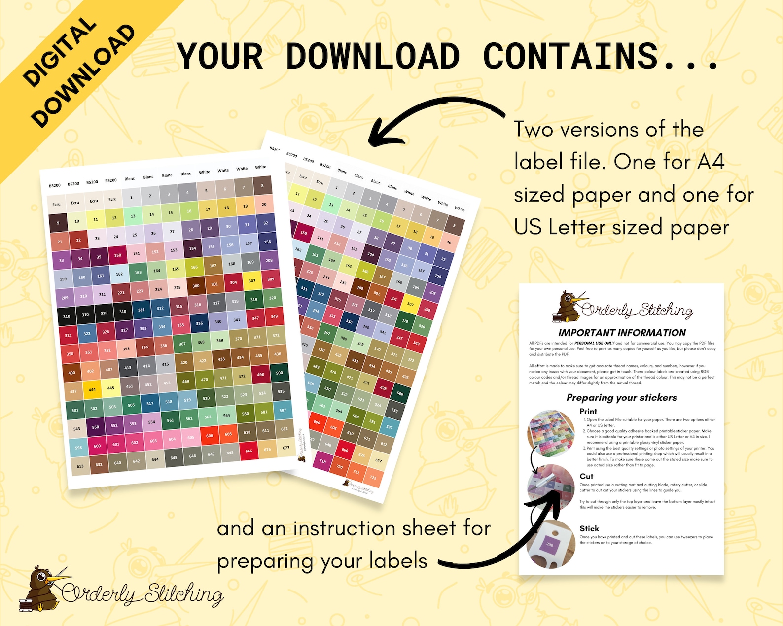 PDF Printable Coloured Thread Drop Stickers or Labels for - Etsy