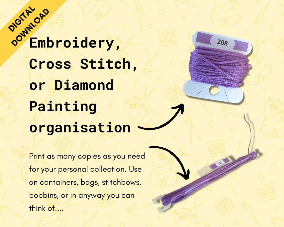 PDF Printable Coloured Long Bobbin Stickers or Labels for - Etsy