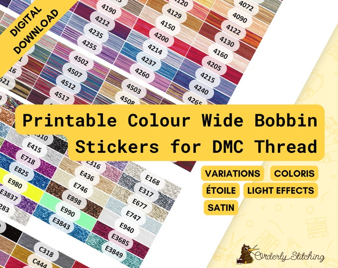 PDF Printable Coloured Long Bobbin Stickers or Labels for Cross Stitch ...