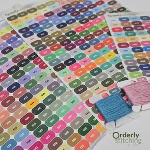 Color Bobbin Stickers or Labels for Cross Stitch, Embroidery, or ...