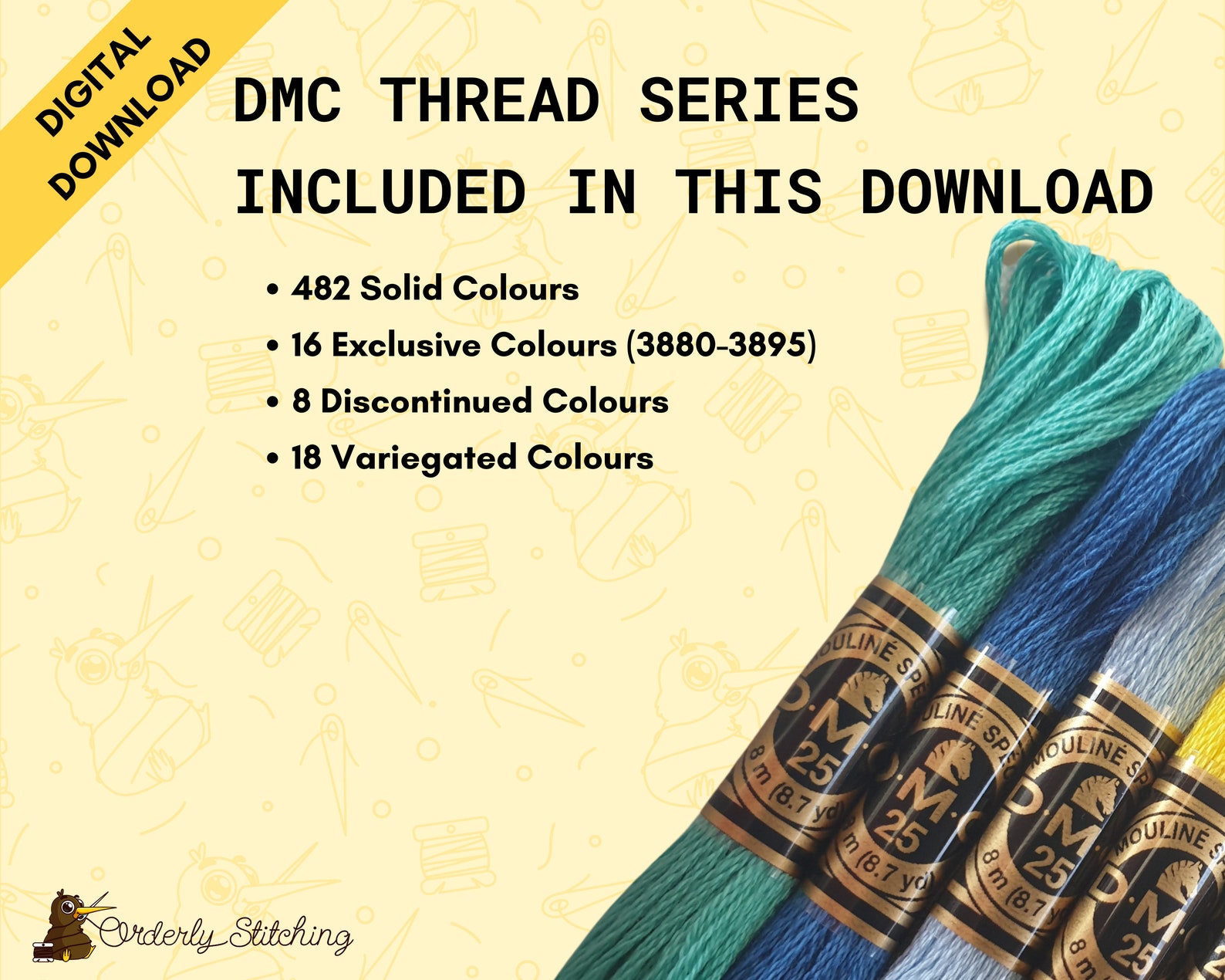 PDF Printable Coloured Long Bobbin Stickers or Labels for - Etsy