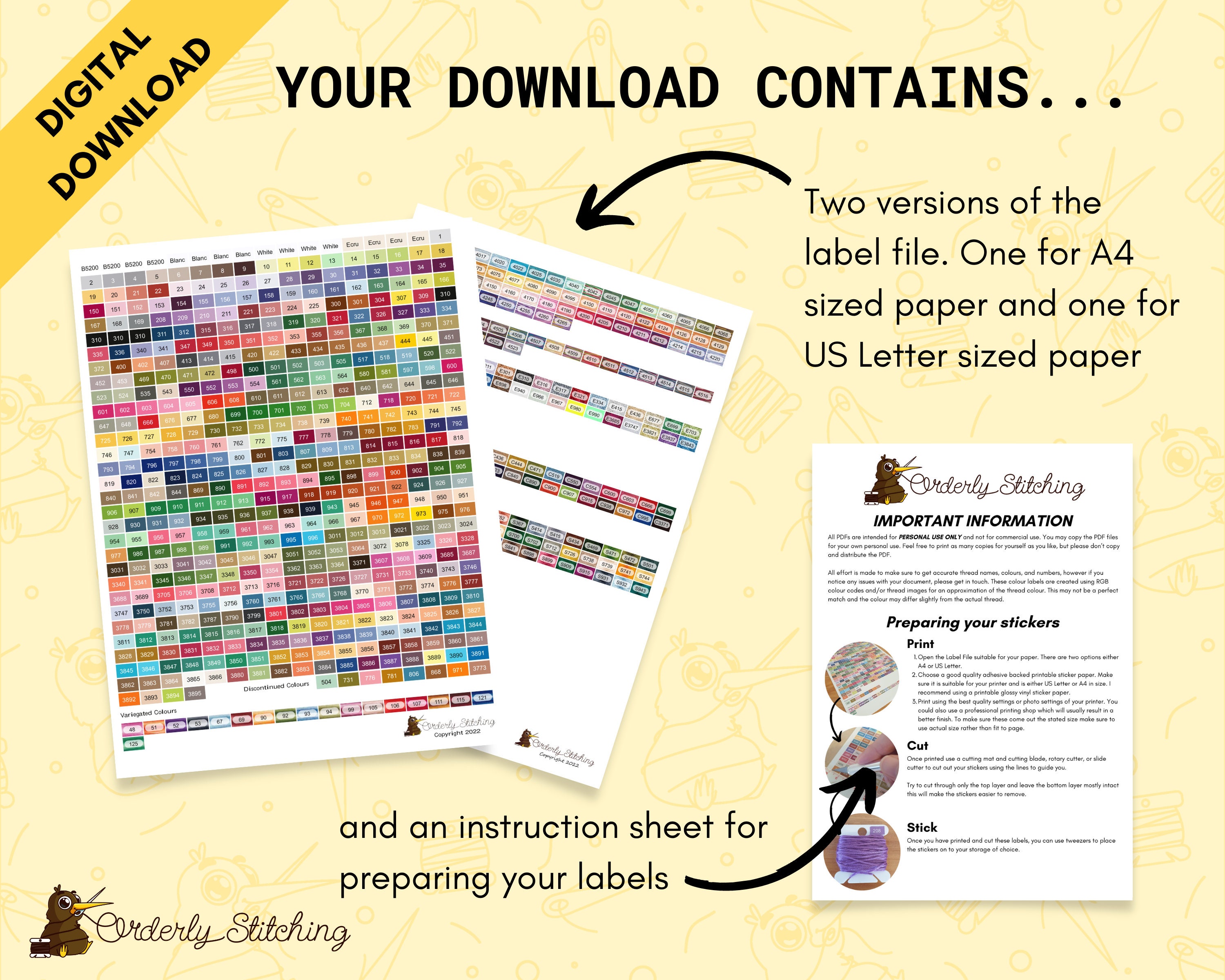 PDF Printable Coloured Bobbin Stickers or Labels for Cross - Etsy