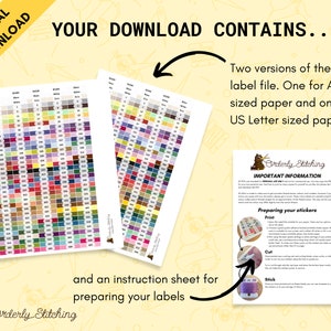 PDF Printable Coloured Long Bobbin Stickers or Labels for Cross Stitch ...