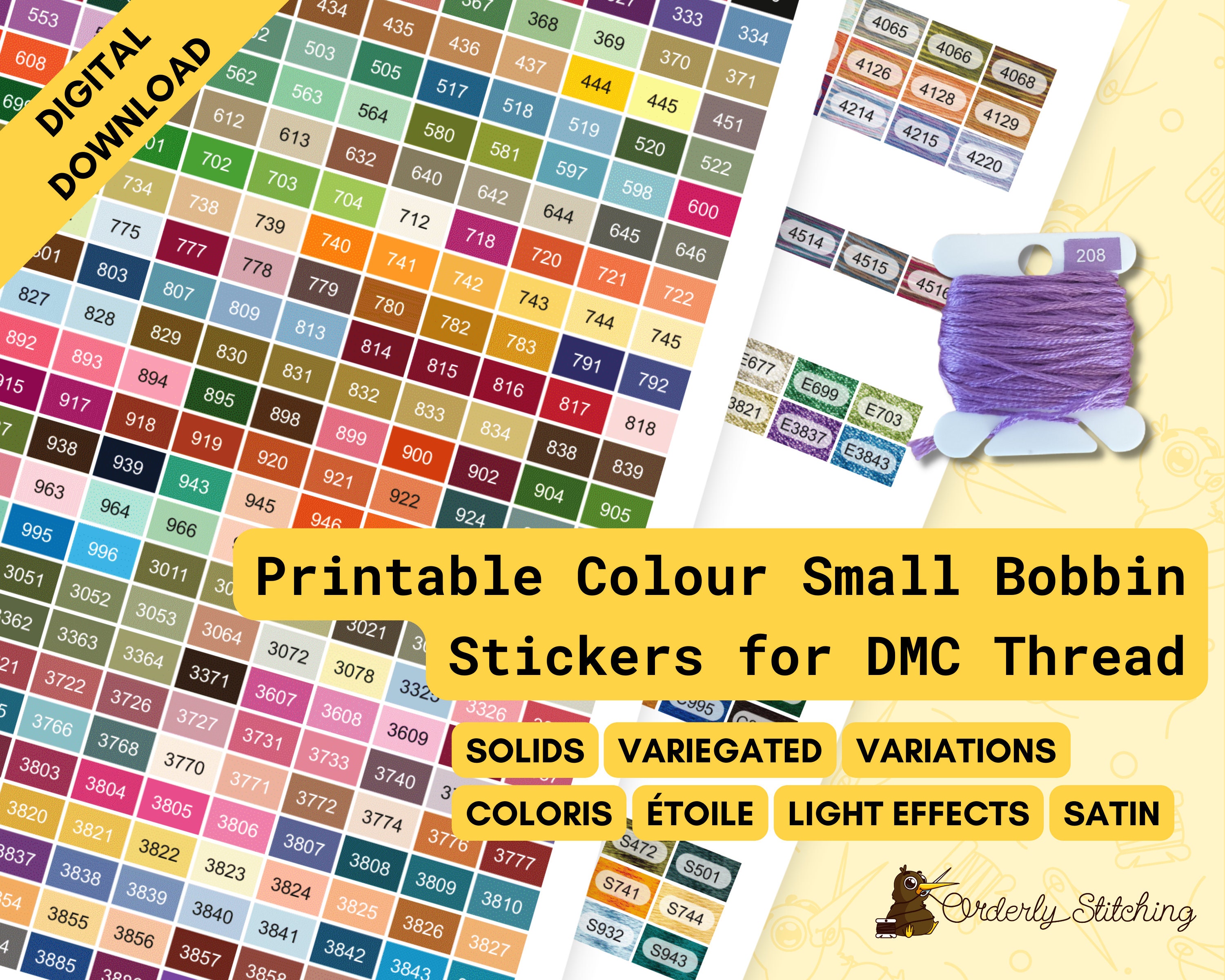 PDF Printable Coloured Bobbin Stickers or Labels for Cross - Etsy