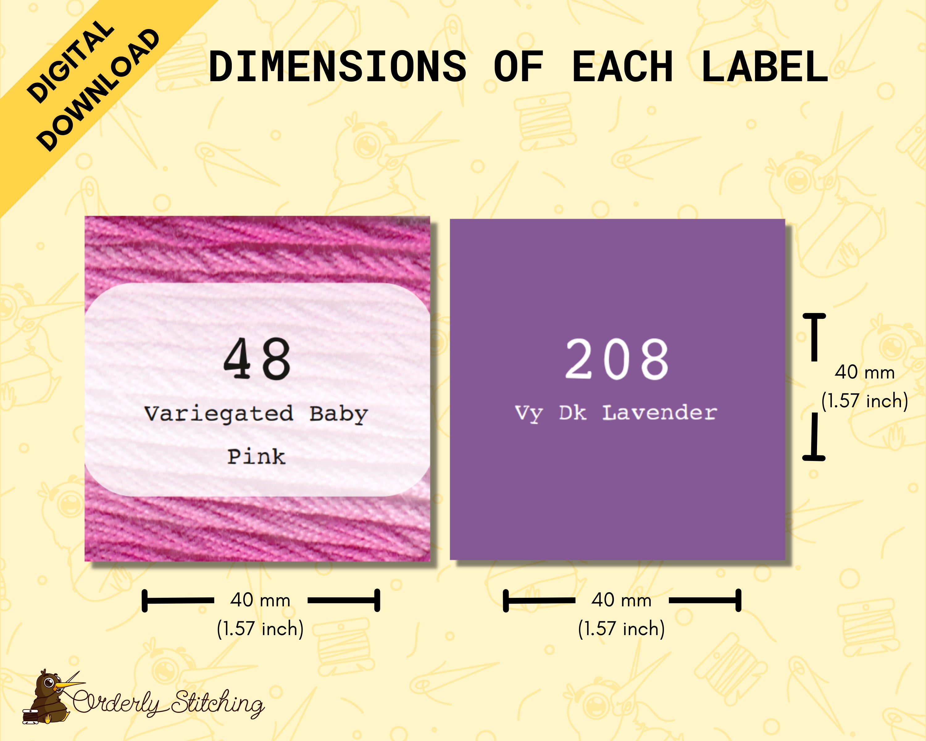 PDF Printable Coloured Small Thread Tags 40x40mm for Cross - Etsy