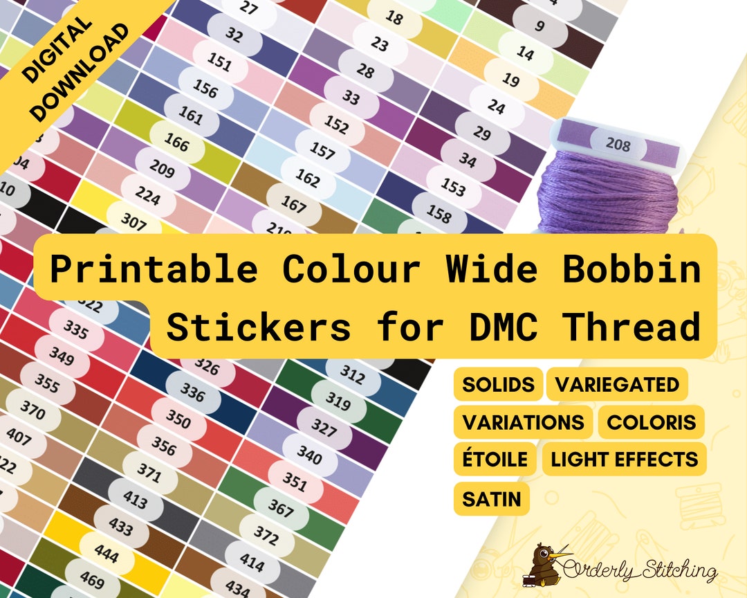 PDF Printable Coloured Long Bobbin Stickers or Labels for Cross Stitch ...