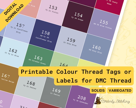 PDF Printable Coloured Small Thread Tags 40x40mm for Cross - Etsy