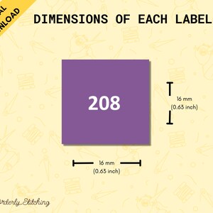 PDF Printable Coloured Thread Drop Stickers or Labels for Cross Stitch ...