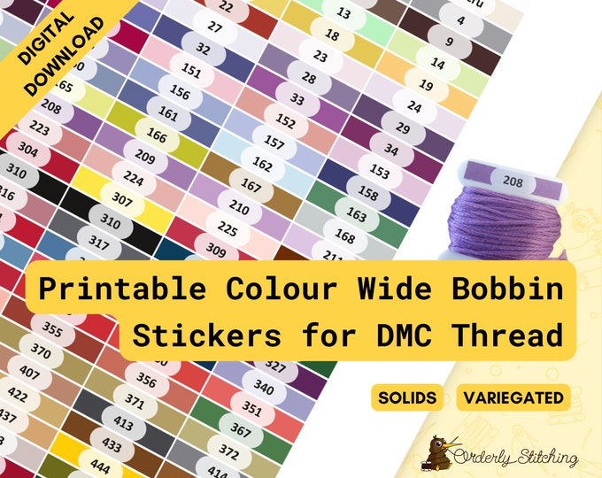 PDF Printable Coloured Long Bobbin Stickers or Labels for Cross Stitch ...