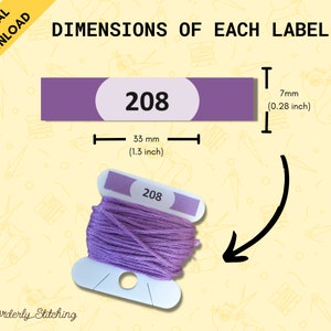 PDF Printable Coloured Long Bobbin Stickers or Labels for Cross Stitch ...