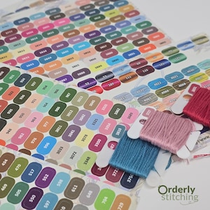 Color Bobbin Stickers or Labels for Cross Stitch, Embroidery, or ...