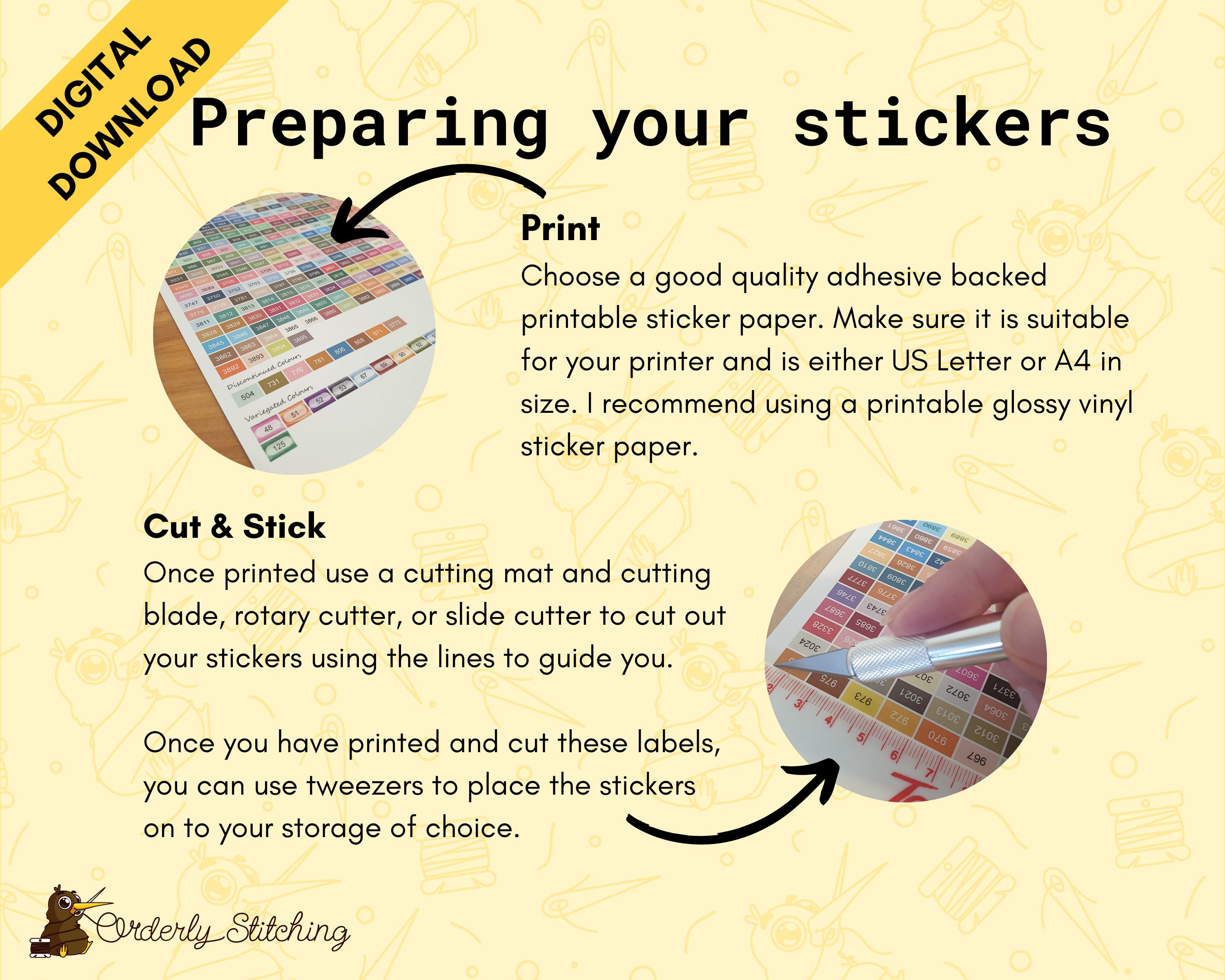 PDF Printable Coloured Bobbin Stickers or Labels for Cross - Etsy
