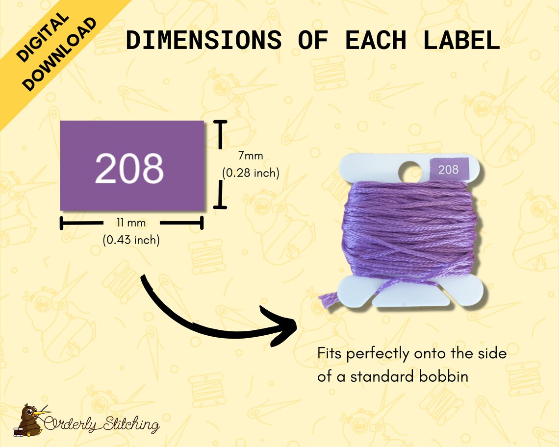 PDF Printable Coloured Bobbin Stickers or Labels for Cross - Etsy