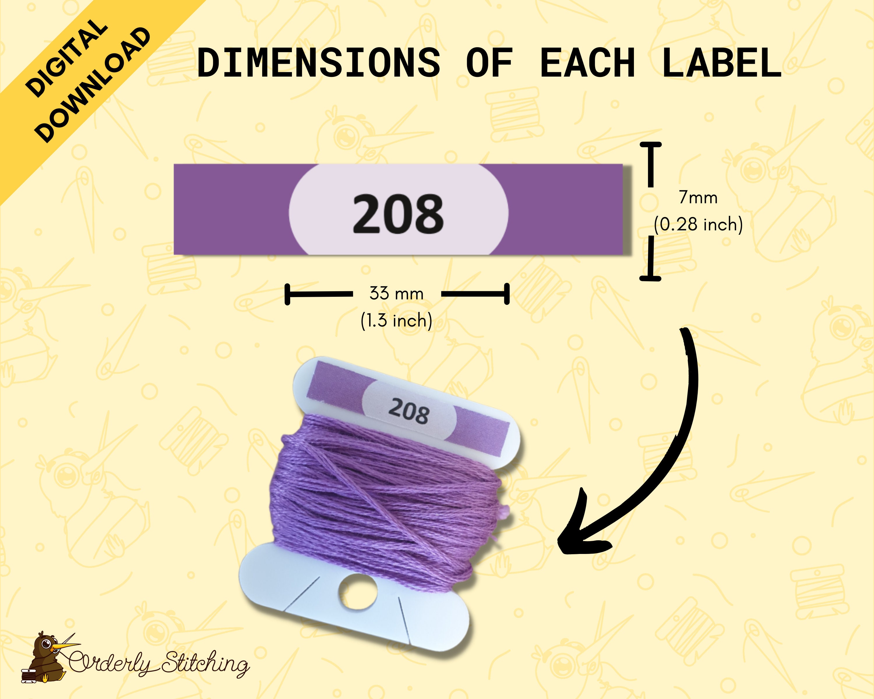 PDF Printable Coloured Long Bobbin Stickers or Labels for - Etsy