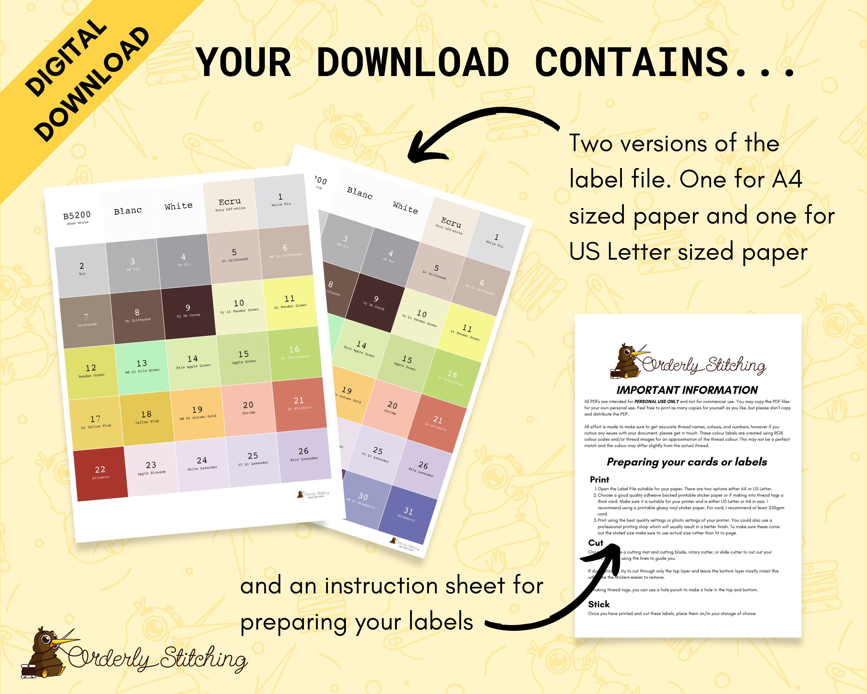 PDF Printable Coloured Small Thread Tags 40x40mm for Cross - Etsy