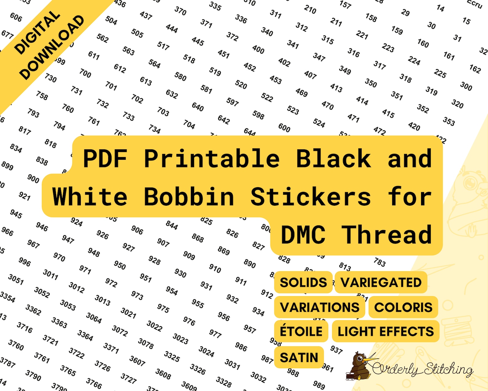 PDF Printable Black and White Bobbin Stickers or Labels for Cross ...