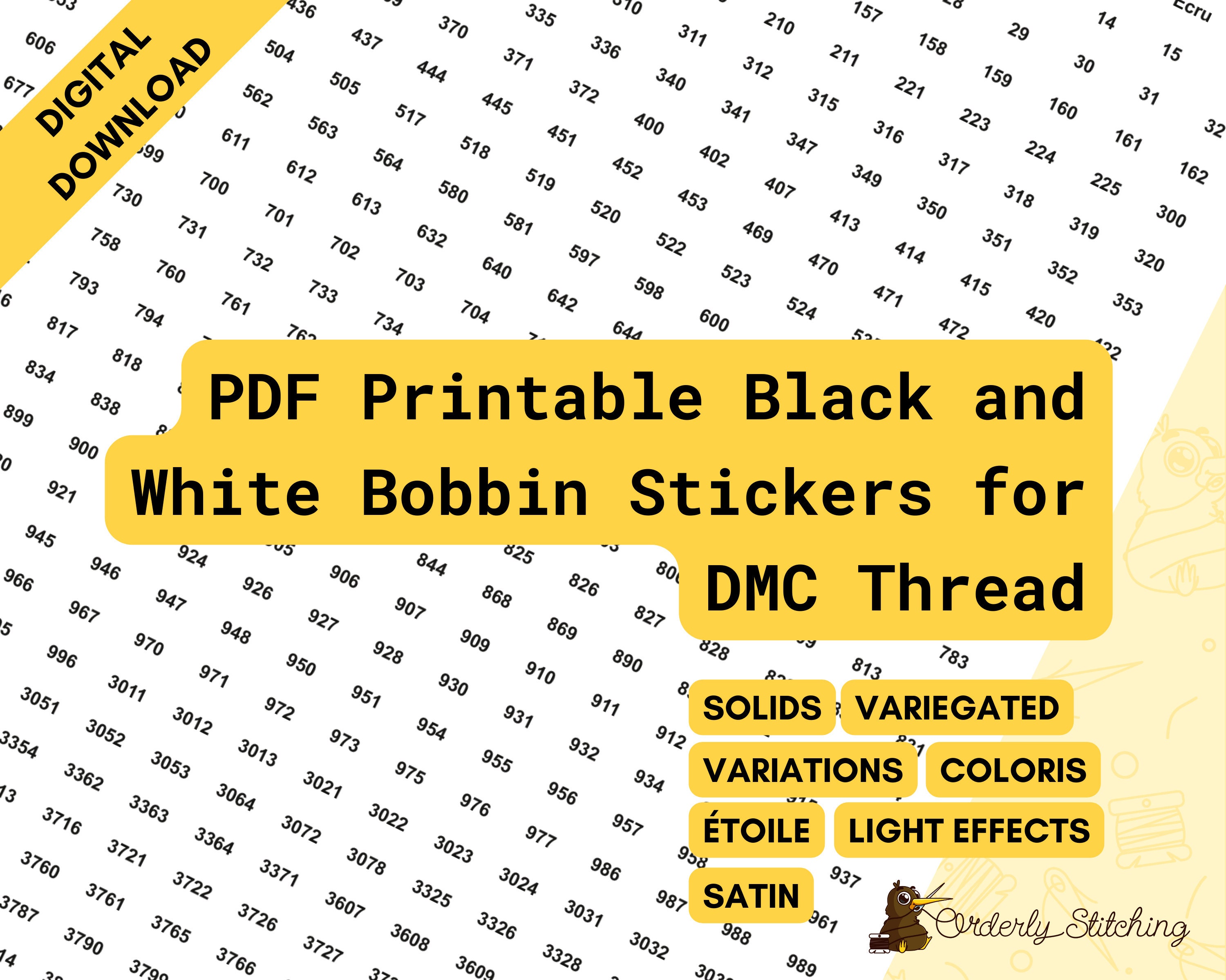 PDF Printable Black and White Bobbin Stickers or Labels for Cross ...