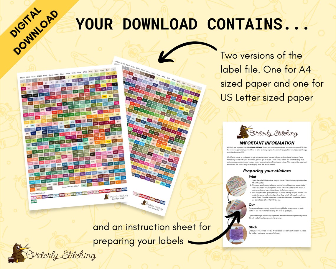 PDF Printable Coloured Bobbin Stickers or Labels for Cross - Etsy