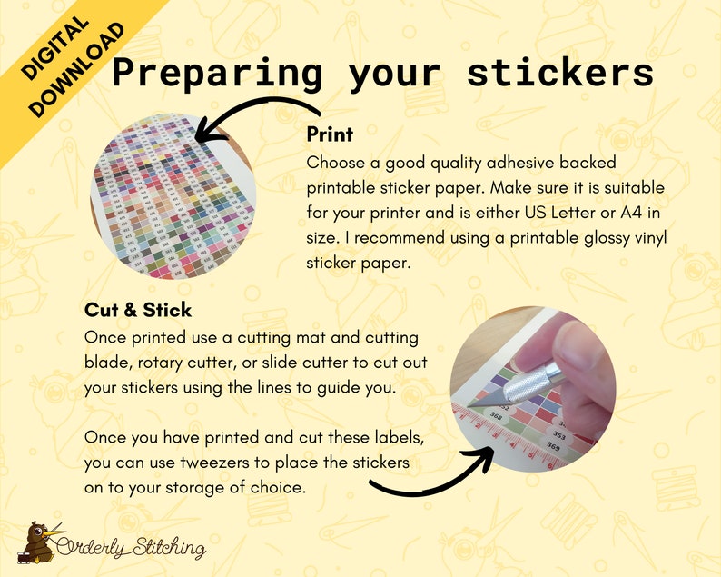 PDF Printable Coloured Long Bobbin Stickers or Labels for Cross Stitch ...