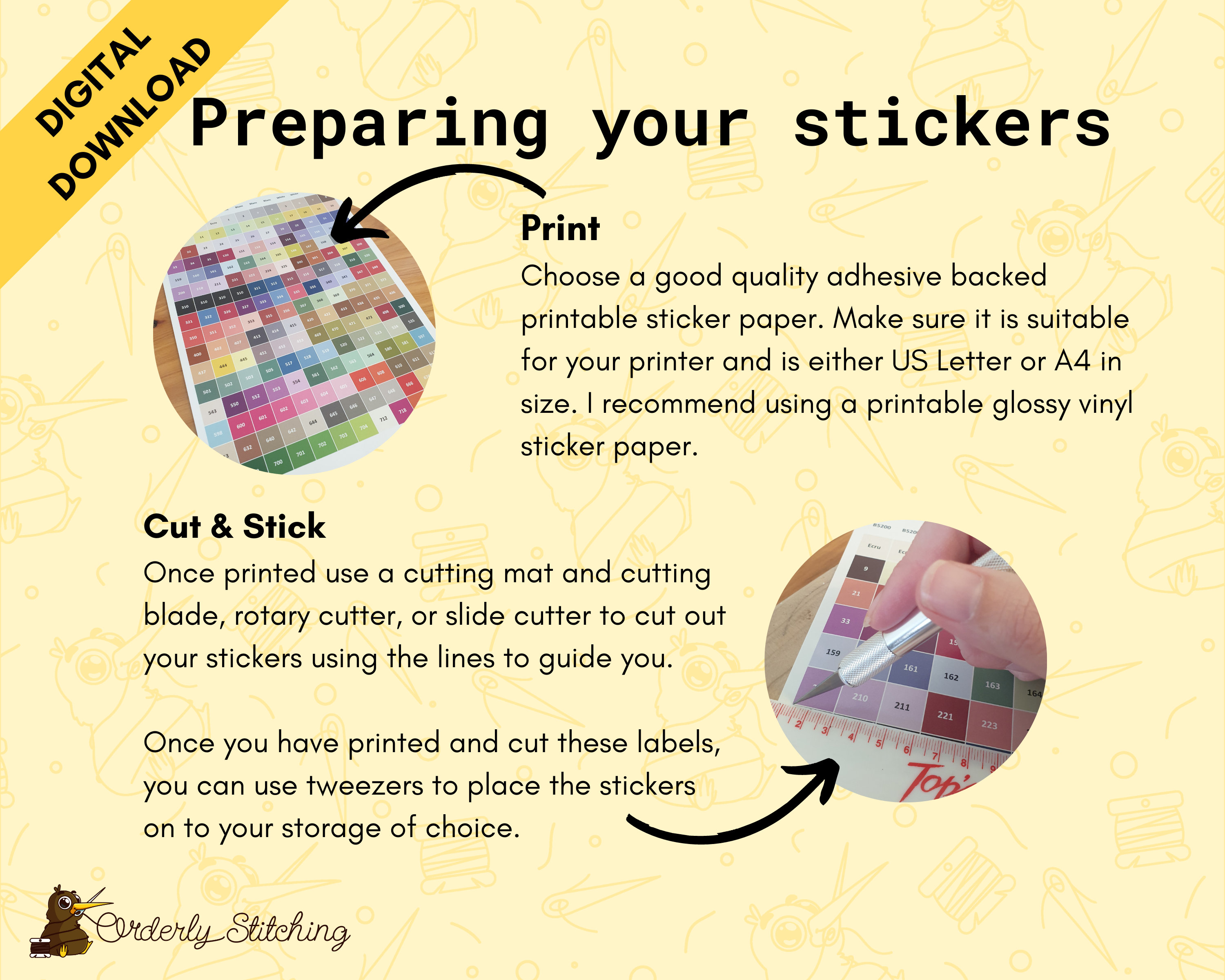 PDF Printable Coloured Thread Drop Stickers or Labels for | Etsy