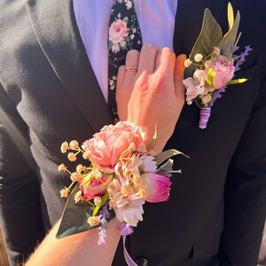 Corsage and Boutonniere Silk Floral Set / Lavender Prom Corsage ...