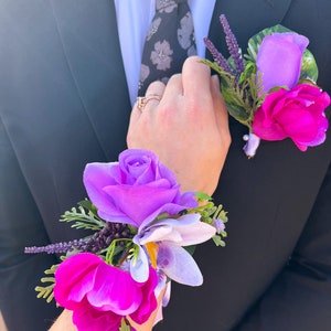 Luscious Purple Prom Corsage & Boutonniere Set / Vibrant Purple and ...